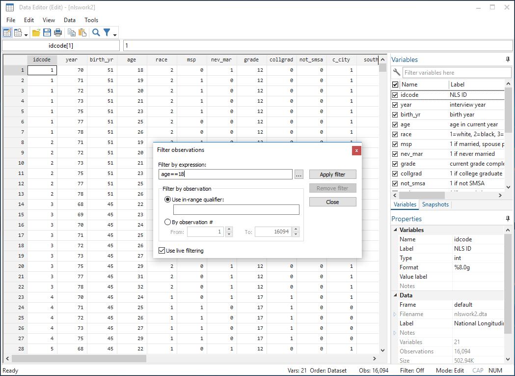 Data Editor | Stata Data Editor | Stata