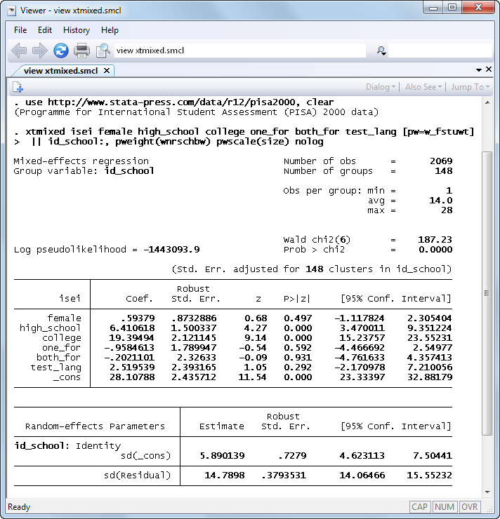 Multilevel models with survey data | Stata software Multilevel models with survey data | Stata software